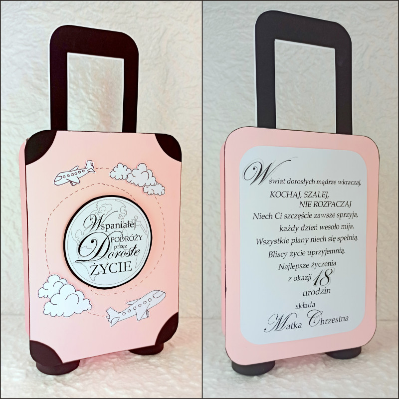 Kartka pudełko na 18 URODZINY, Walizka na 18, Box, Pudełko na urodziny - Sklep Online Artyferia