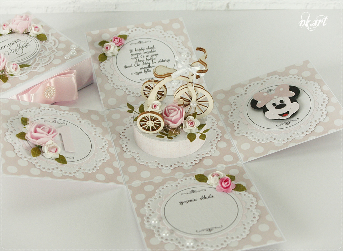 Pamiątka na roczek - exploding box z rowerkiem 1 - Sklep Online Artyferia